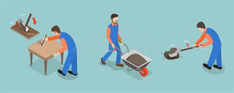 3d Isometric Flat Vector Illustration Of Lever Educational Examples