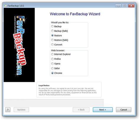 backup different browsers easily with favbackup