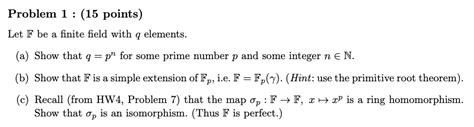 solved problem 1 15 points let f be a finite field with