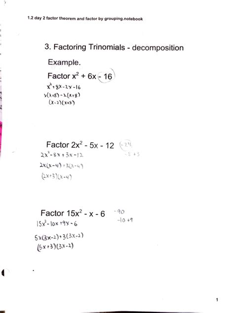 Calculus 30 Factoring Factoring Trinomials Decomposition Example