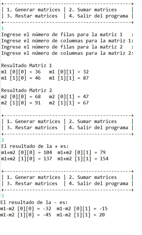 Josel Toro JAVA Generar Sumar Y Restar Dos Matrices