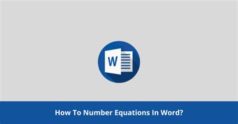 How To Number Equations In Word Enjoytechlife