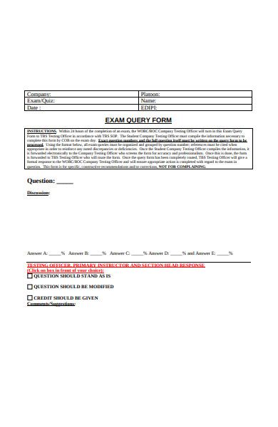 FREE Sample Query Forms In PDF MS Word