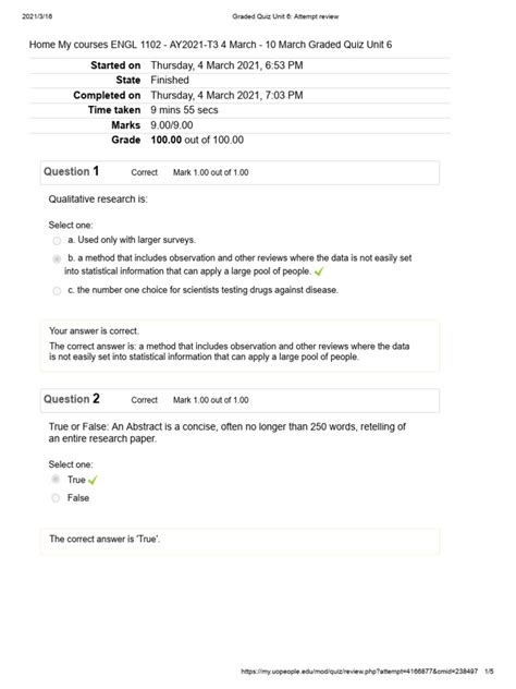 Graded Quiz Unit 6 Attempt Review 2 Pdf Scientific Method Science