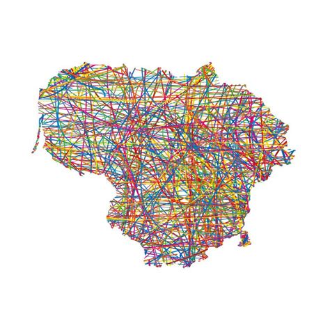 vector illustration of multicolored abstract striped map of lithuania