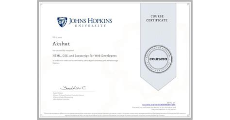 Akshat On Linkedin Completion Certificate For Html Css And Javascript For Web Developers