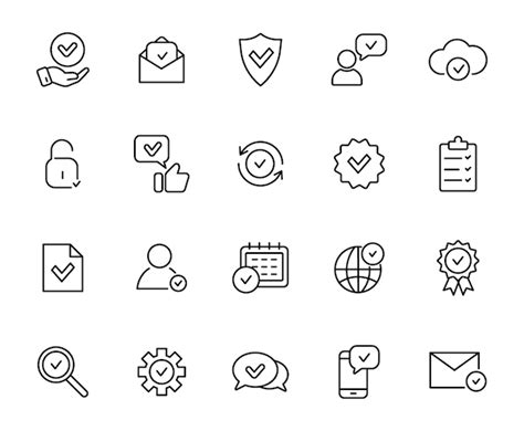 Premium Vector Approve And Check Mark Line Icon Set