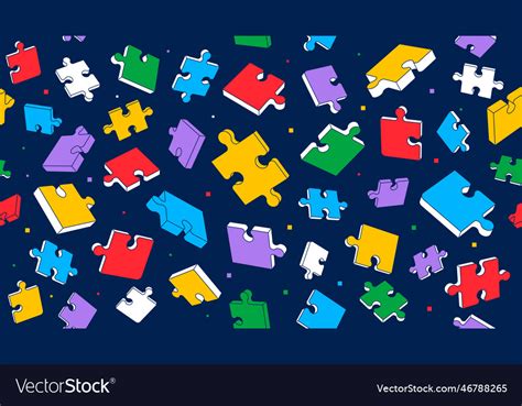 Colorful Seamless Puzzle Pattern 3d Puzzles Vector Image