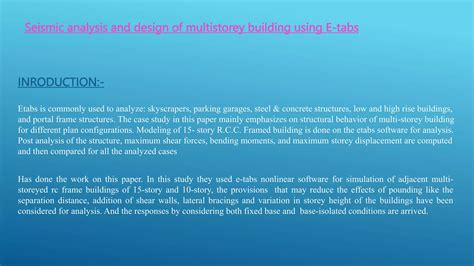Seismic Analysis Of Multi Storey Structure Subjected To Different 1 Pptx