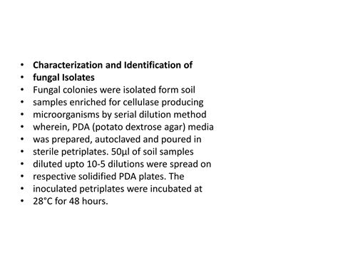 Screening Identification And Isolation Of Cellulolytic Fungi Ppt
