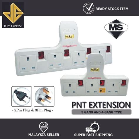 Pnt Multi Adapter And Socket Extension Plug [3 Way 4 Way] With Surge Protector Led Indicator