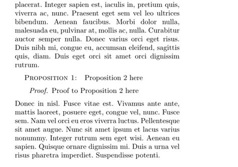 Spacing Removing Vertical Space Around A Proposition Without Using Amsthm Package Tex