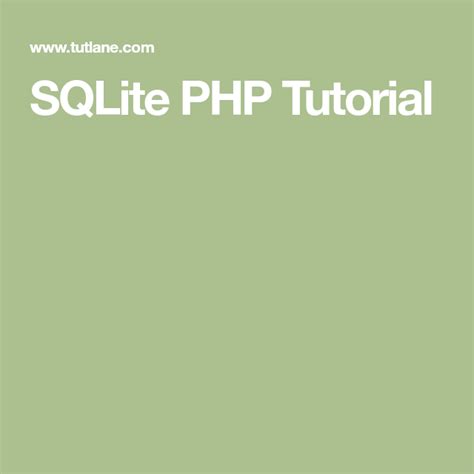 Sqlite Php Tutorial Php Tutorial Tutorial Php