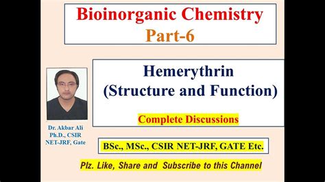 Hemerythrin Structure And Function Bioinorganic Chemistry Bscmsc