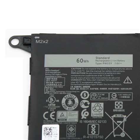 Replacement UGB PW23Y 7 4V Laptop Battery For Dell XPS 13 9360 P54G RNP72 TP1GT Notebook