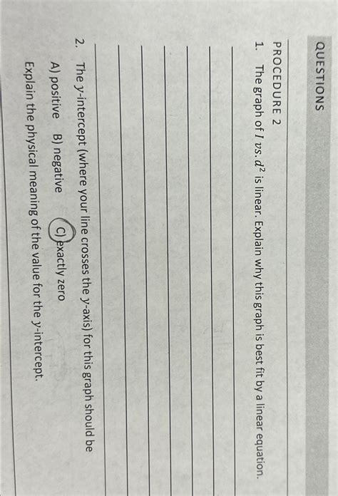 solved questionsprocedure 2the graph of i vs d2 ﻿is linear
