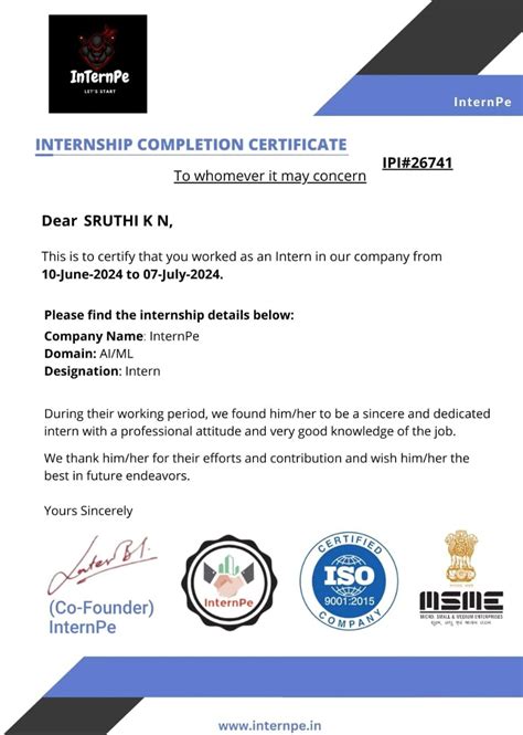 Sruthi Narayanan On Linkedin Internship Ai Machinelearning Internpe Professionalgrowth