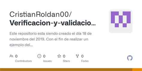 Github Cristianroldan00verificacion Y Validacion 1 Este Repositorio Esta Siendo Creado El