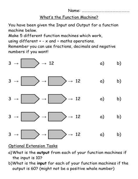 funcn machine input output blank hwksht