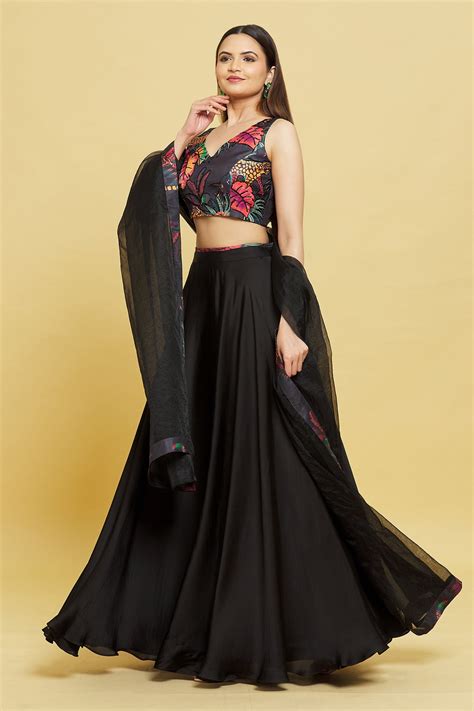 Buy Sanjana Reddy Black Forest Print Bouse Lehenga Set Online Aza Fashions