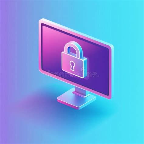 Minimalist Computer Monitor Lock Symbol Representing Online Privacy