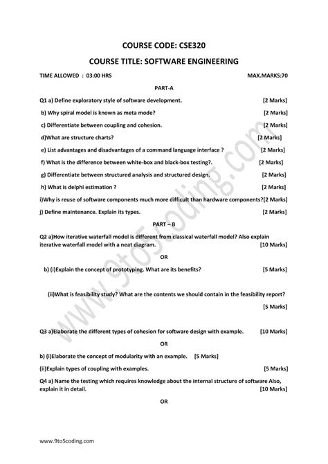 Software Engineering Cse320 Question Paper End Term Paper Software Engineering Cse320 Question Paper End Term Paper