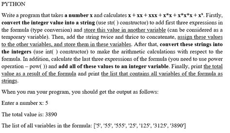 Solved PYTHON Write A Program That Takes A Number X And Chegg Com