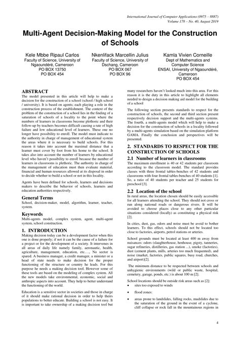 pdf multi agent decision making model for the construction of schools