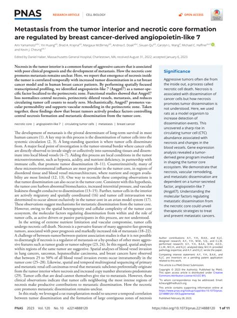 Pdf Metastasis From The Tumor Interior And Necrotic Core Formation Are Regulated By Breast