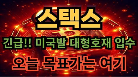 스택스 긴급 미국발 대형호재 입수 오늘 목표가는 여기 Youtube