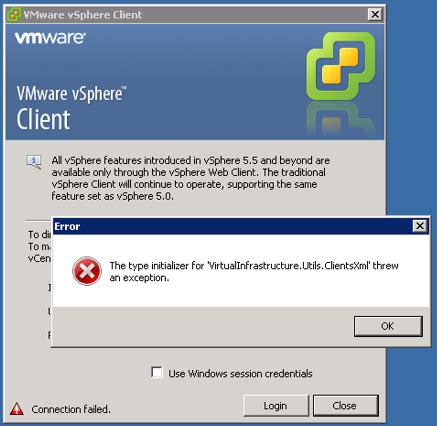 Techies Sphere VMware VSphere Client Login Error The Type Initializer For