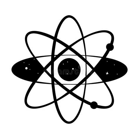 Abstract Design Of An Atom With A Glowing Central Nucleus And Orbiting