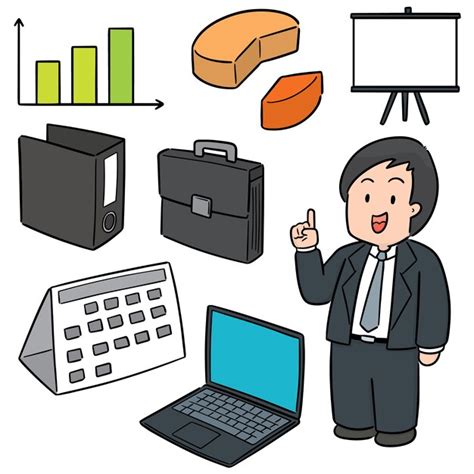 사업가 비즈니스 아이콘 세트 프리미엄 벡터