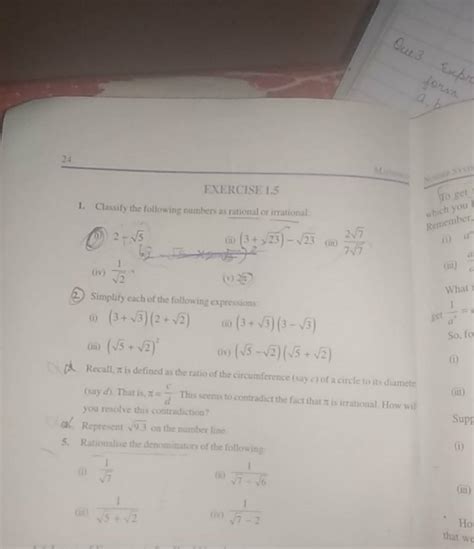 24 Exercise 15 1 Classify The Following Number As Rational Or Irrationa