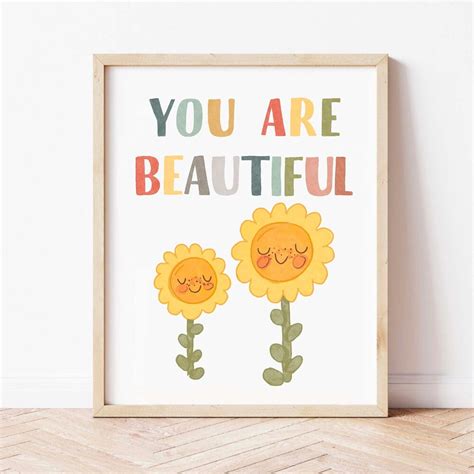 Kna Prints 1 Pc Poster You Are Beautiful Poster Playroom Sign Growth