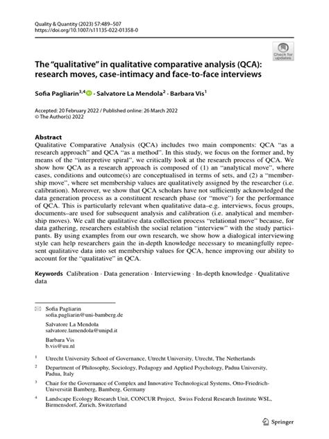 The Qualitative In Qualitative Comparative Analysis Qca Research