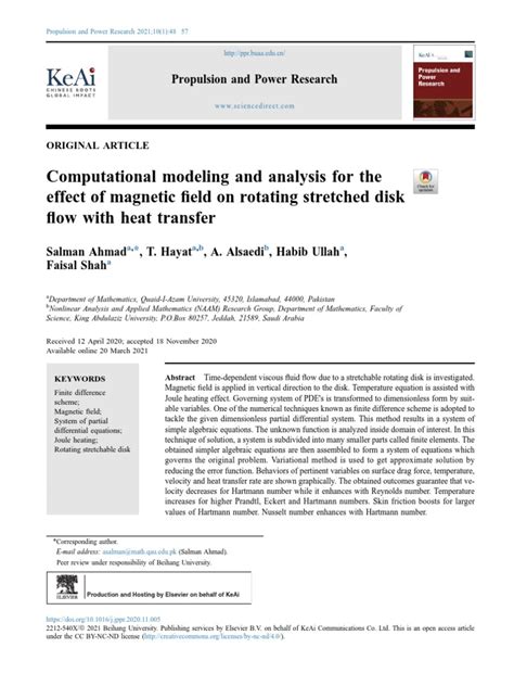 computational modeling and analysis for the effect of magnetic field on