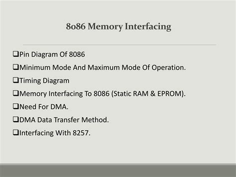 Memory Interfacing of 8086 with DMA 8257 | PPT