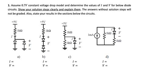 solved 1 assume 0 7v constant voltage drop model and