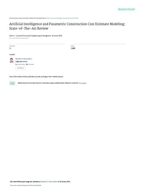 Artificial Intelligence And Parametric Construction Cost Estimate