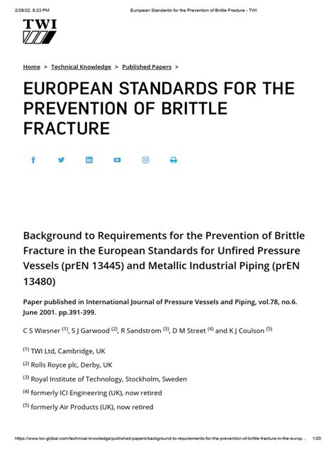 European Standards For The Prevention Of Brittle Fracture Twi Pdf