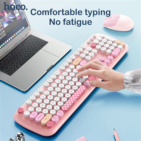 Hoco Wireless Keyboard And Mouse Set Cute Keyboard Retro Round Keycap
