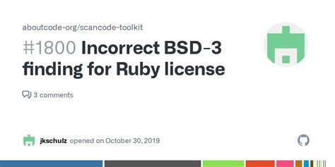 Incorrect Bsd 3 Finding For Ruby License · Issue 1800 · Aboutcode Org