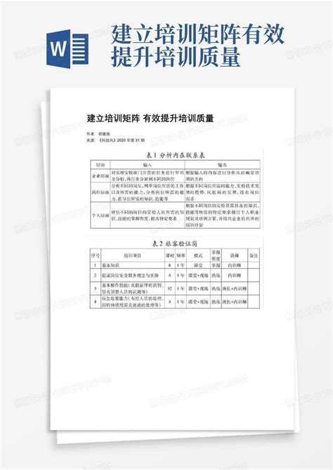 建立培训矩阵有效提升培训质量word模板下载 编号qjnznxen 熊猫办公