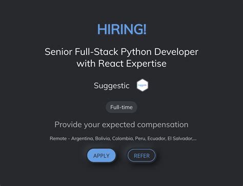 Senior Full Stack Python Developer With React Expertise At Suggestic