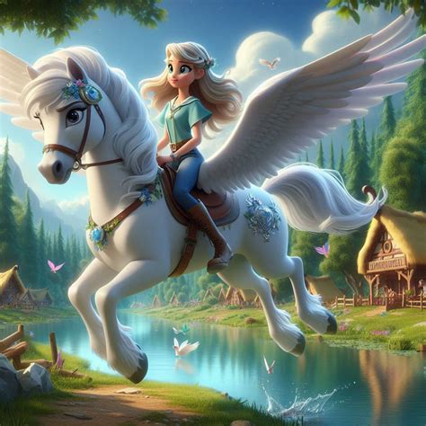 Teenage Girl Riding A Pegasus By Fantasystar125 On Deviantart