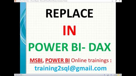 dax functions replace in power bi replace in dax youtube
