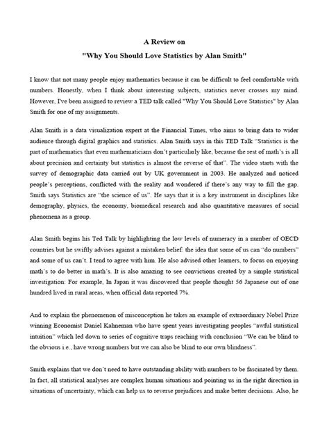 A Review On Why You Should Love Statistics Pdf Statistics Mathematics
