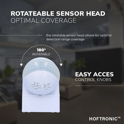 PIR Motion Sensor With Twilight Switch 180 Max 400 Watt White IP44 HOFTRONIC