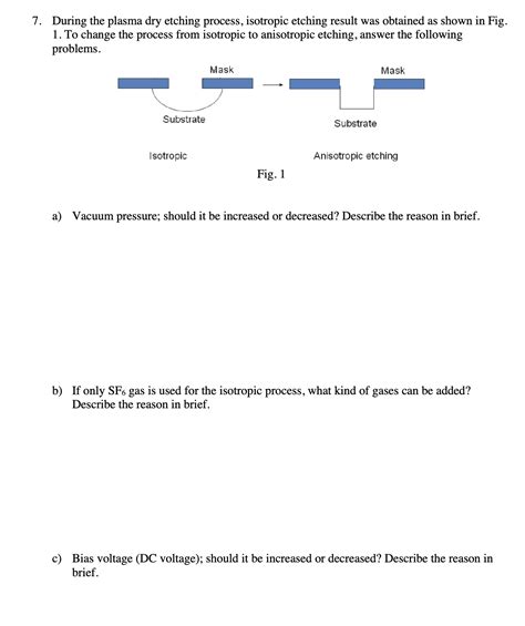 Solved 7 ﻿during The Plasma Dry Etching Process Isotropic